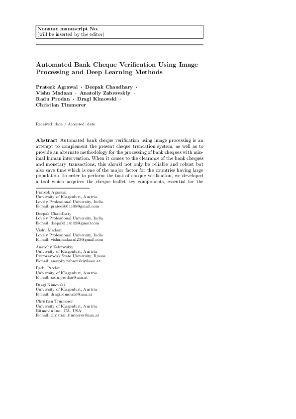 Pdf Automated Bank Cheque Verification Using Image Processing And Deep Learning Methods