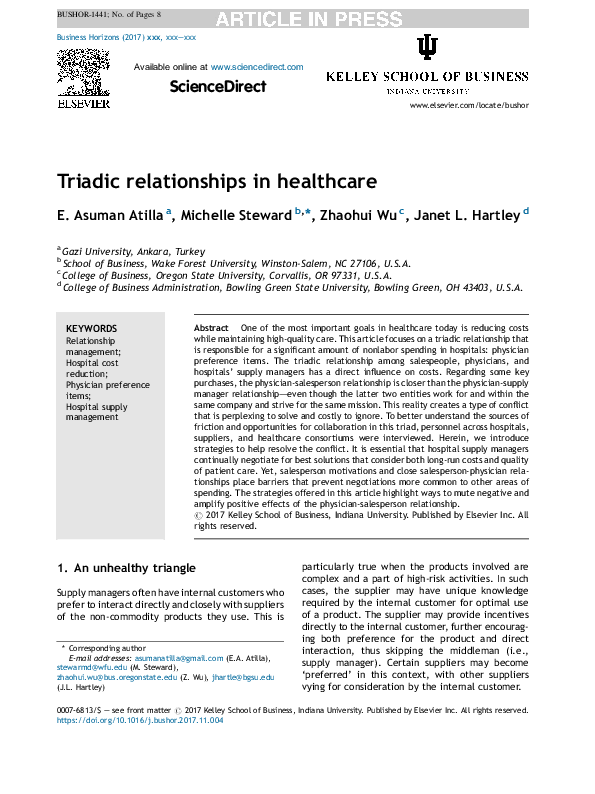 (PDF) Triadic relationships in healthcare