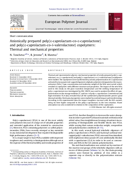 (PDF) Anionically prepared poly(ε-caprolactam-co-ε-caprolactone) and ...