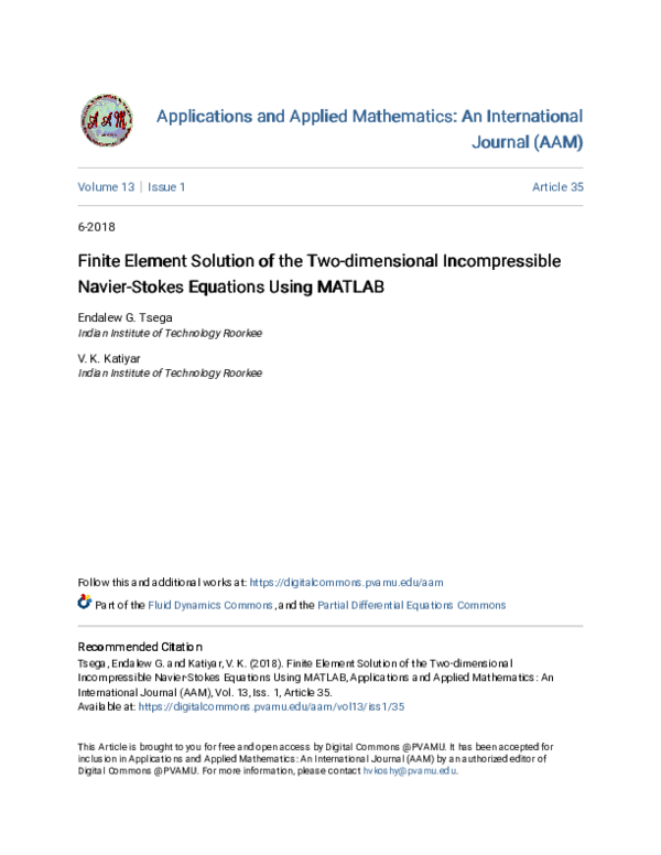 Pdf Finite Element Solution Of The Two Dimensional Incompressible Navier Stokes Equations