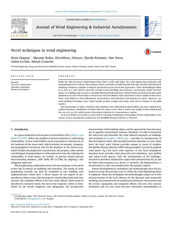 (PDF) Novel techniques in wind engineering