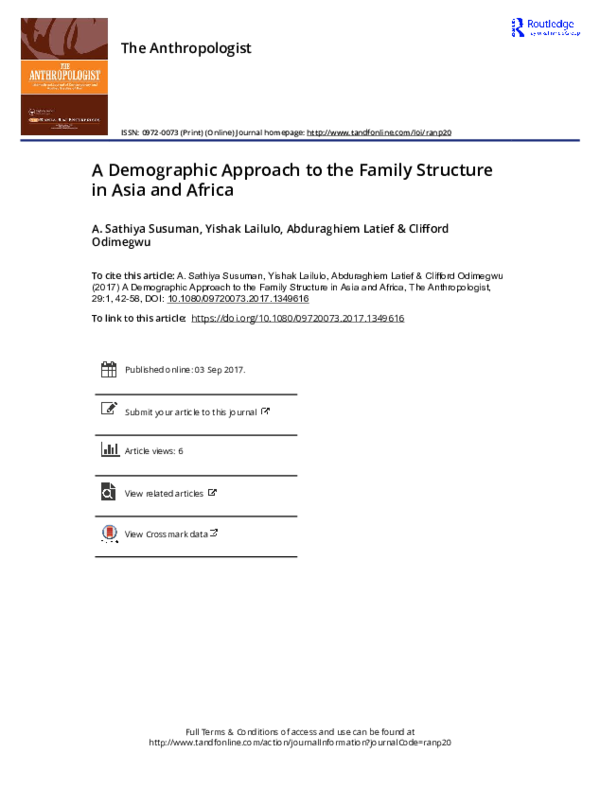 (PDF) A Demographic Approach to the Family Structure in Asia and Africa