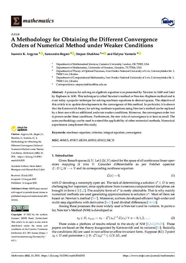 (PDF) A Methodology for Obtaining the Different Convergence Orders of ...