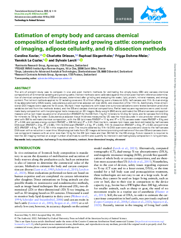 (PDF) Estimation of empty body and carcass chemical composition of ...
