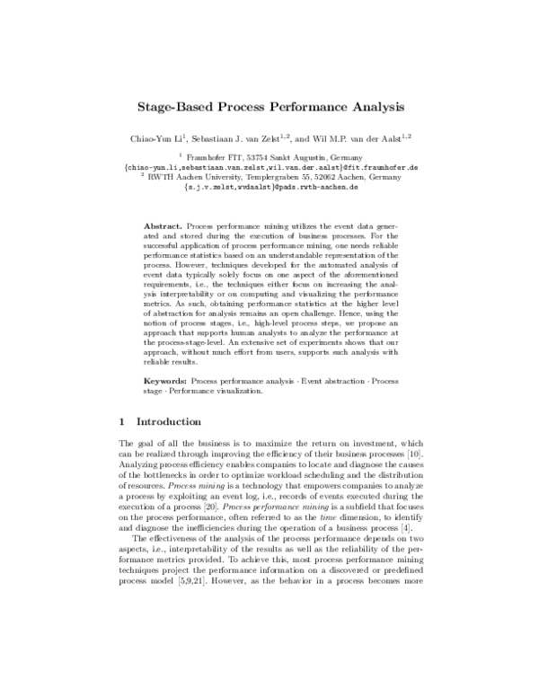 (PDF) Stage-Based Process Performance Analysis
