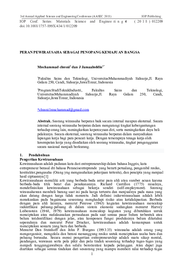 (DOC) Peran Wirausaha Sebagai Penopang Kemajuan Bangsa