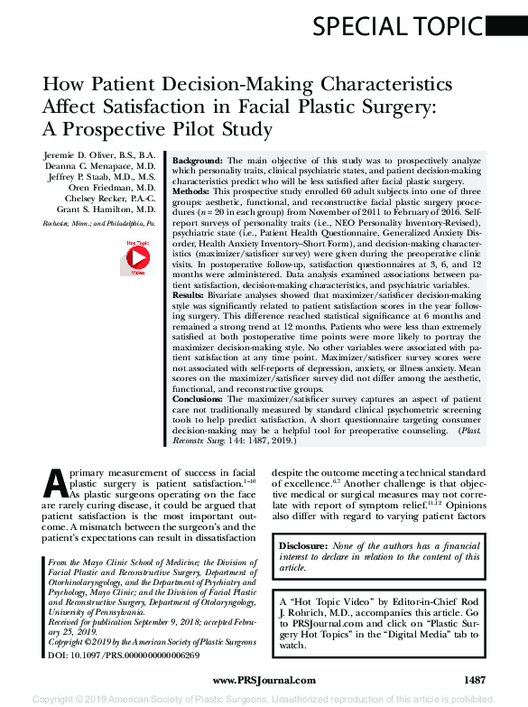 (PDF) How Patient Decision Making Characteristics Affect Satisfaction ...