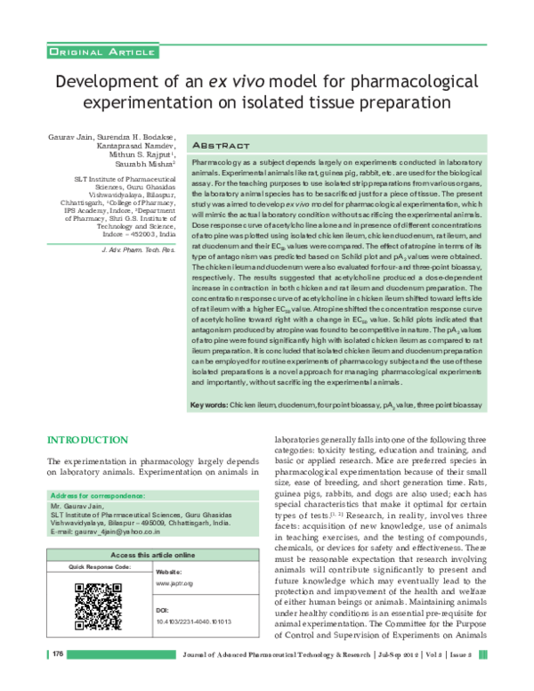 (PDF) Development of an ex vivo model for pharmacological ...