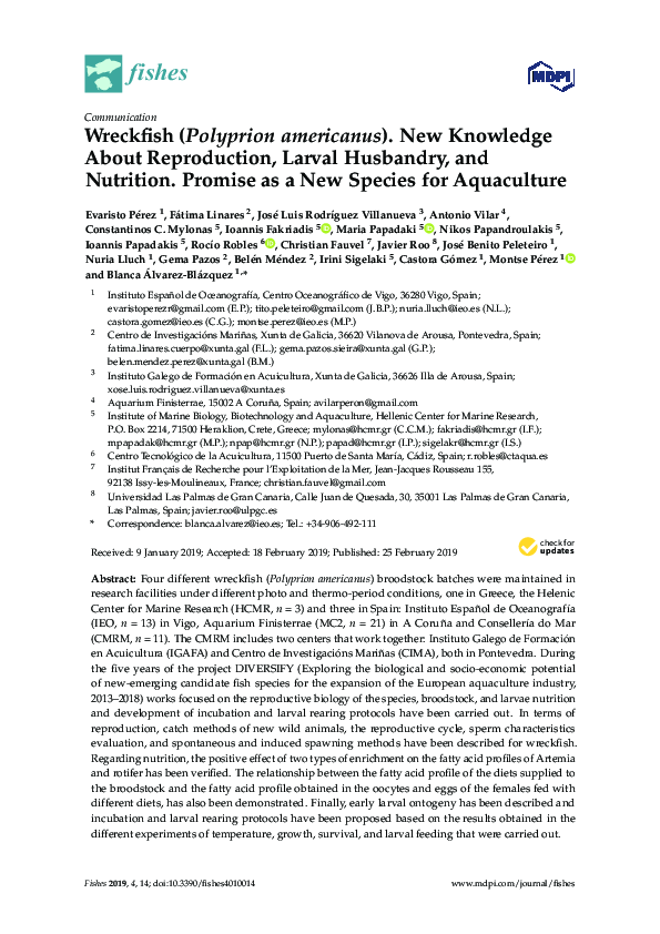 (PDF) Wreckfish (Polyprion americanus). New Knowledge About ...