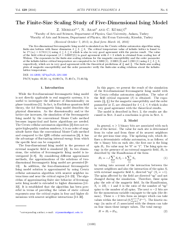 (PDF) Finite-Size Scaling in 5D Ising Model