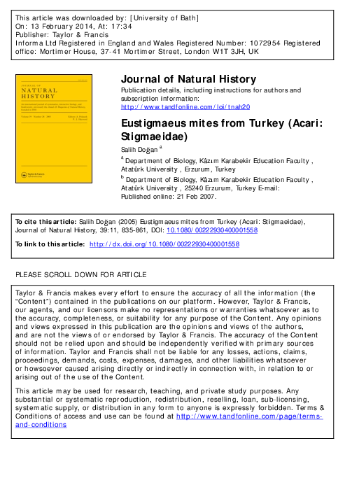 (PDF) Eustigmaeusmites from Turkey (Acari: Stigmaeidae)