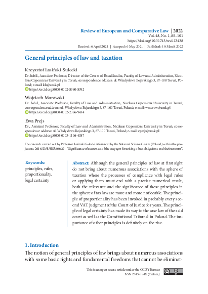 (PDF) General principles of law and taxation