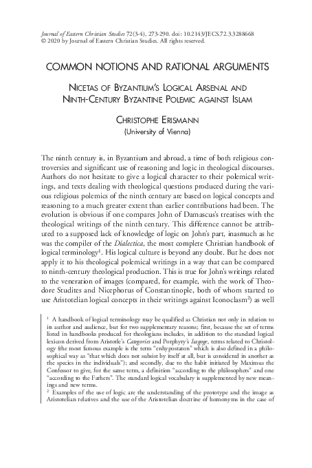 (PDF) Common Notions and Rational Arguments. Nicetas of Byzantium’s ...