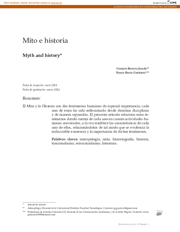 (PDF) Mito e historia