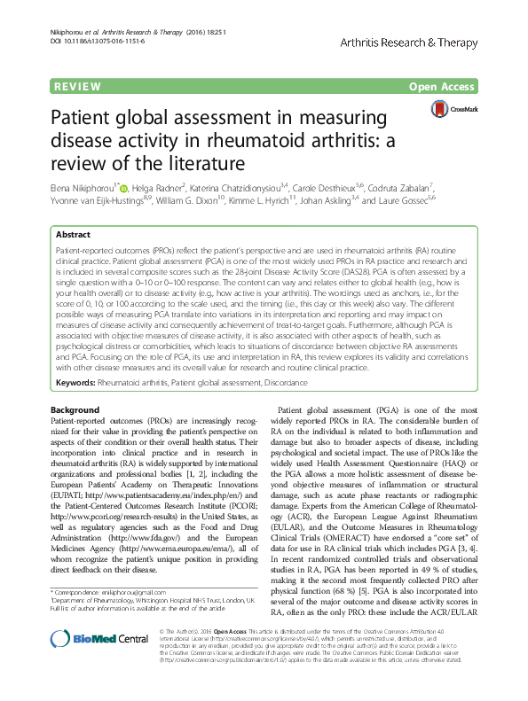 (PDF) Patient global assessment in measuring disease activity in ...