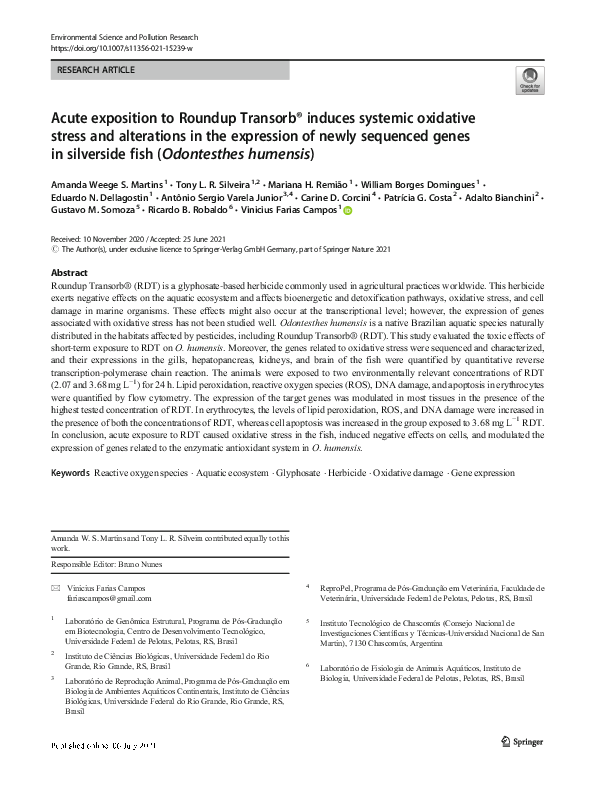 (PDF) Acute exposition to Roundup Transorb® induces systemic oxidative ...