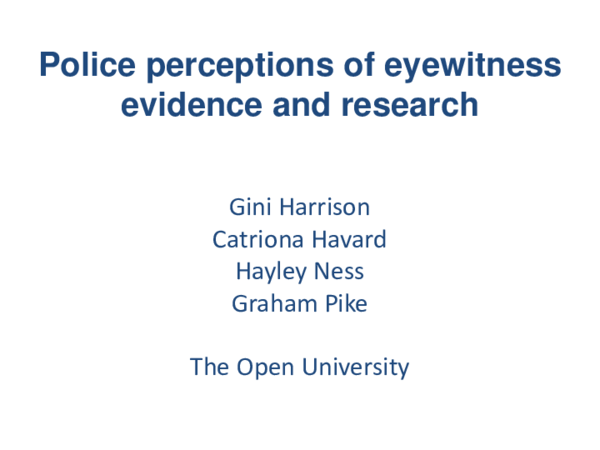 (PDF) Police perceptions of eyewitness evidence and research