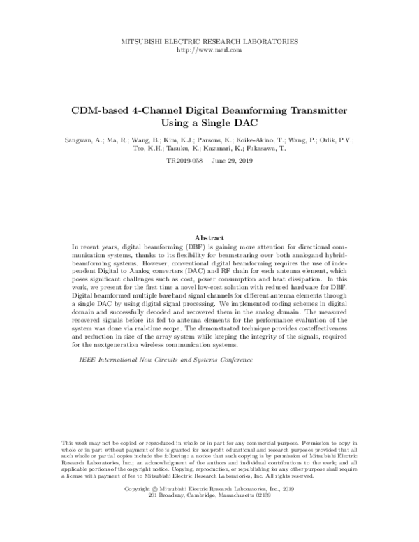 (PDF) CDM-based 4-Channel Digital Beamforming Transmitter Using a Single DAC