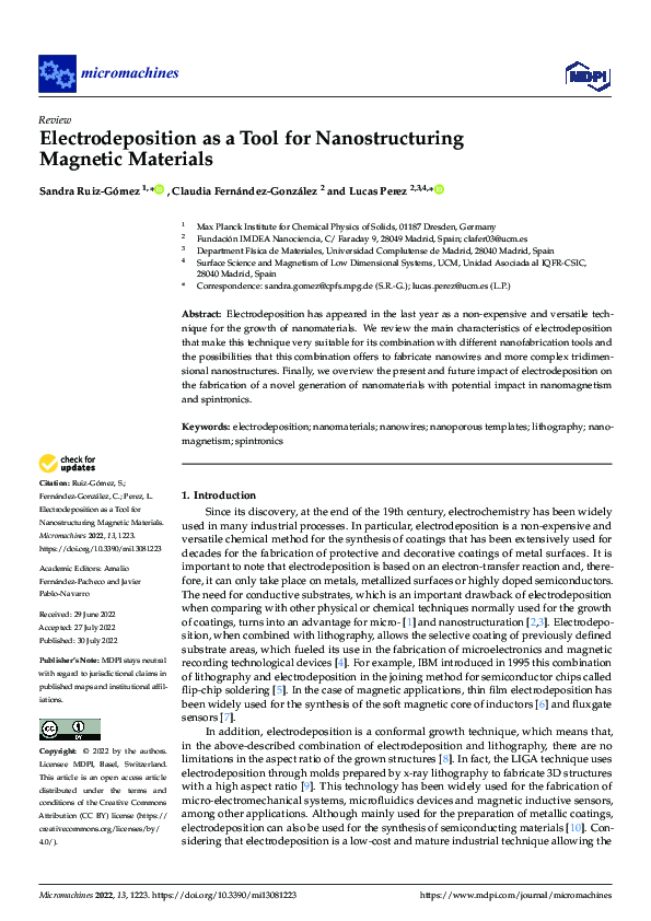 (PDF) Electrodeposition as a Tool for Nanostructuring Magnetic Materials