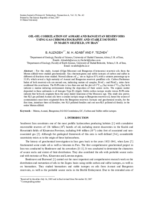 (PDF) Oil-Oil Correlation of Asmari and Bangestan Reservoirs Using Gas ...