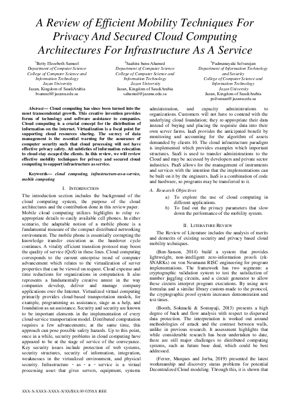 (PDF) A Review of Efficient Mobility Techniques For Privacy And Secured Cloud Computing ...