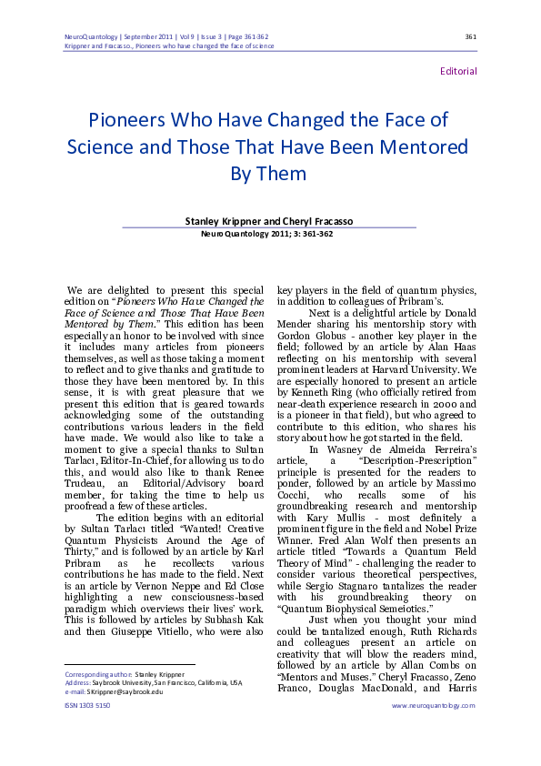 (PDF) Pioneers Who Have Changed the Face of Science and Those That Have ...
