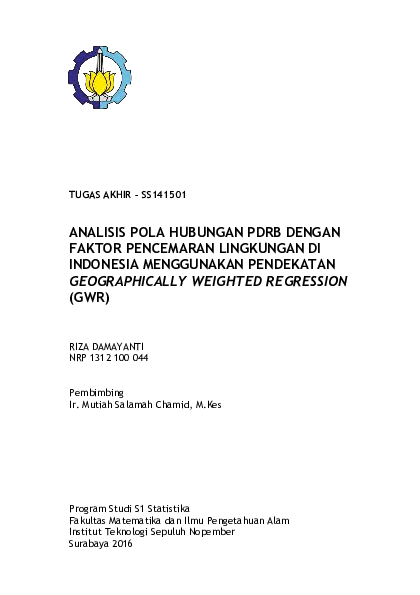 (PDF) Analisis Pola Hubungan PDRB dengan Faktor Pencemaran Lingkungan di Indonesia Menggunakan ...