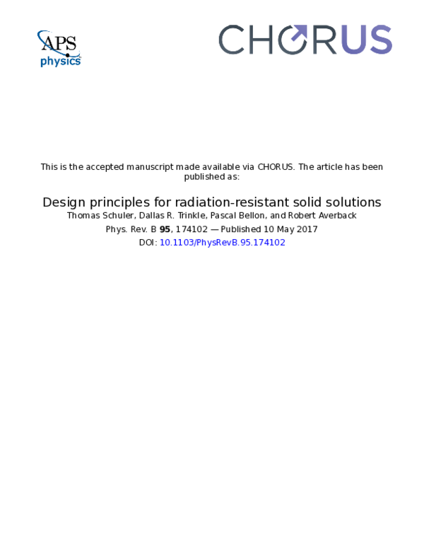 (PDF) Design principles for radiation-resistant solid solutions