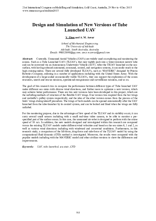 (PDF) Design and simulation of new versions of tube launched UAV