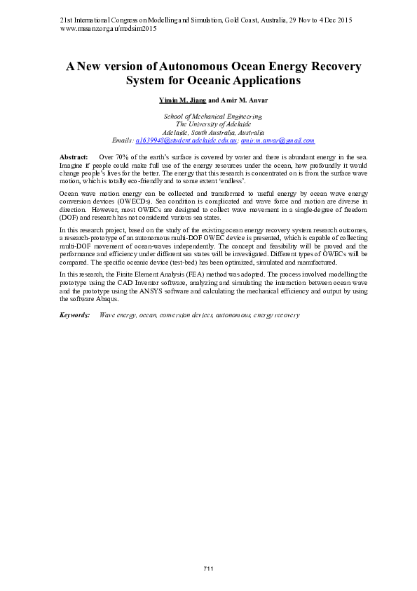 (PDF) A new version of Autonomous Ocean Energy Recovery System for ...