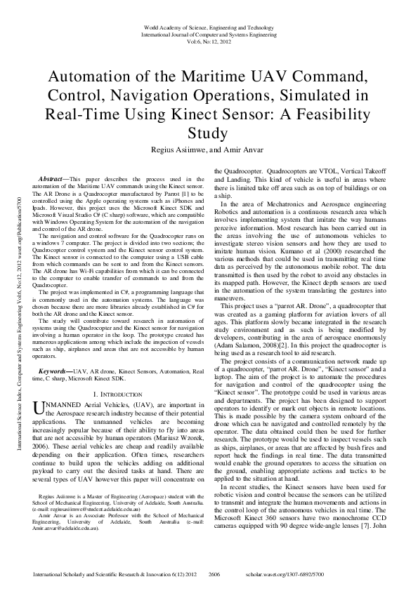 (PDF) Automation Of The Maritime Uav Command, Control, Navigation Operations, Simulated In Real ...