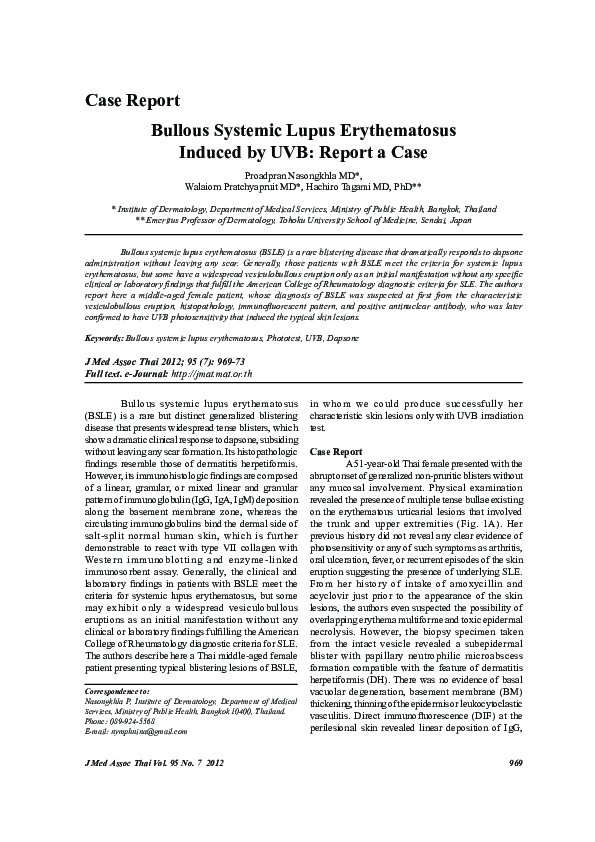 (PDF) Bullous systemic lupus erythematosus induced by UVB: report a ...