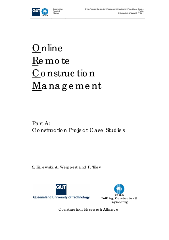 (PDF) Online Remote Construction Management: Construction Project Case ...
