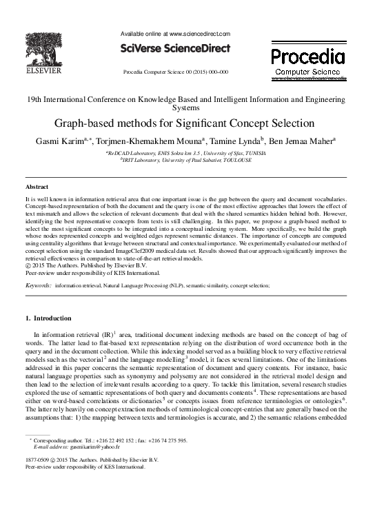 (PDF) Graph-based Methods for Significant Concept Selection