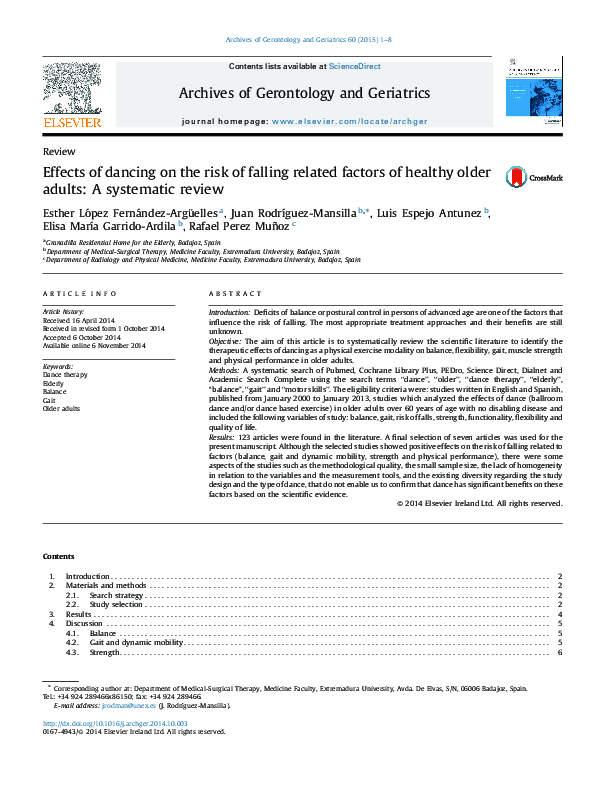 (PDF) Effects of dancing on the risk of falling related factors of ...