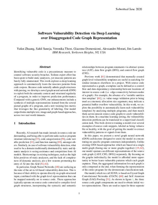 (PDF) Software Vulnerability Detection via Deep Learning over Disaggregated Code Graph ...