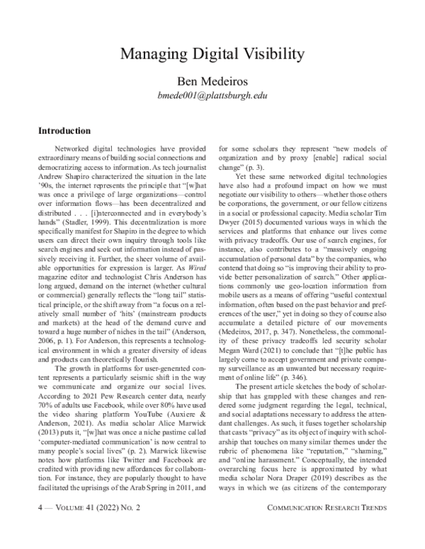 (PDF) Managing Digital Visibility