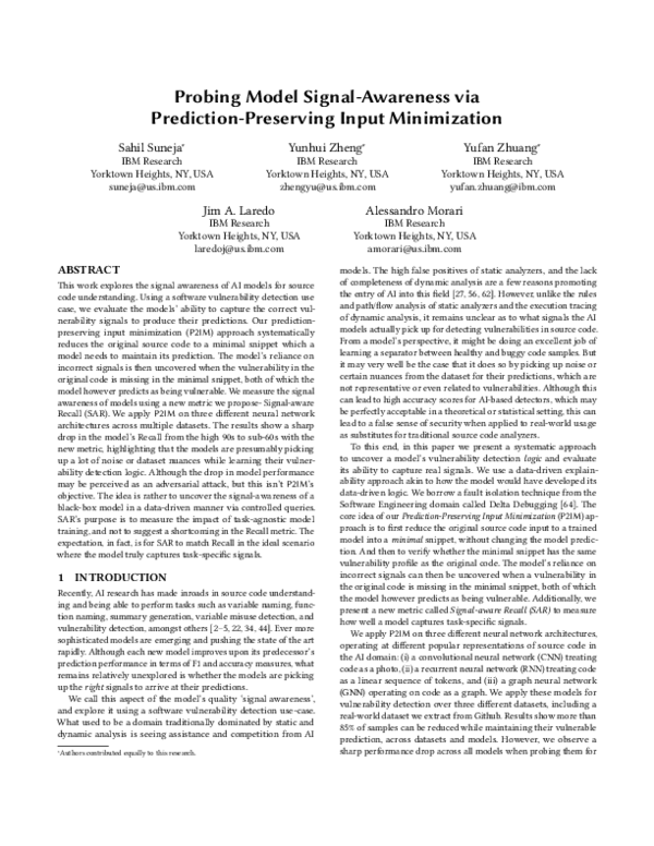 Pdf Probing Model Signal Awareness Via Prediction Preserving Input Minimization 7315