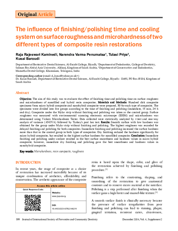 (PDF) The influence of finishing/polishing time and cooling system on ...