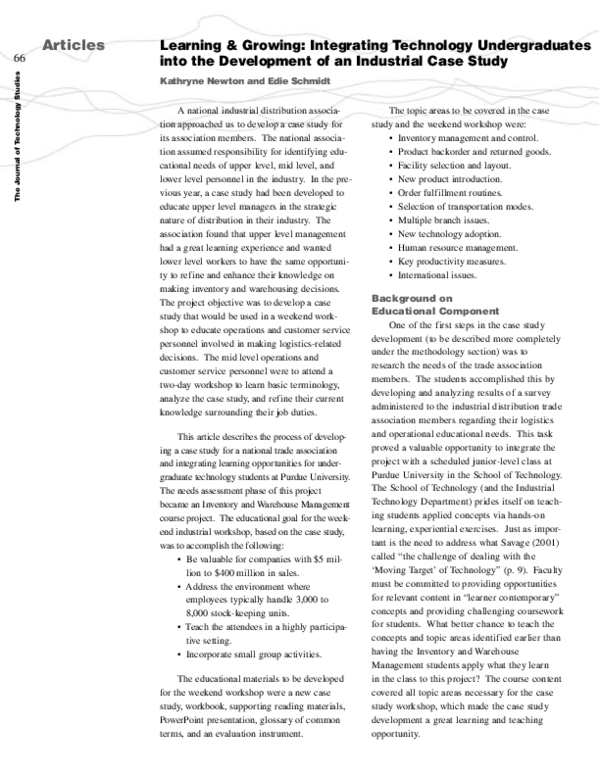 (PDF) Learning & Growing: Integrating Technology Undergraduates into ...