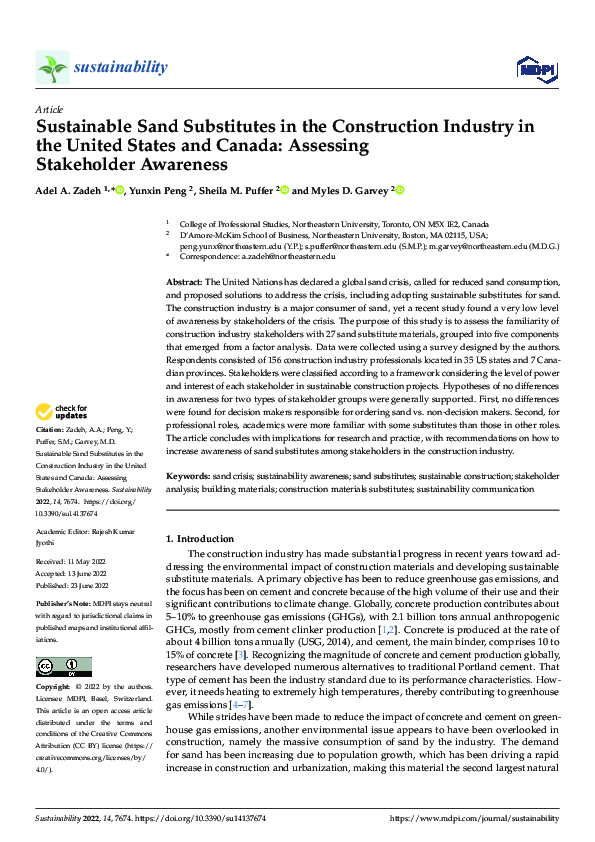 (PDF) Sustainable Sand Substitutes in the Construction Industry in the ...