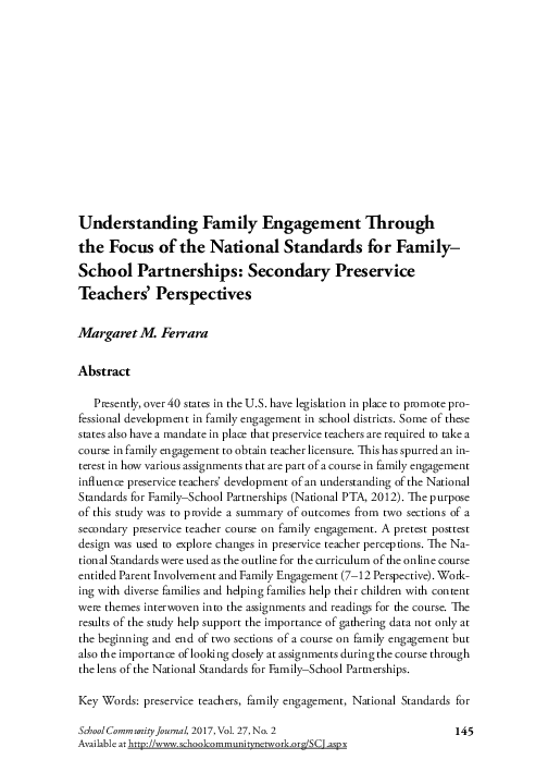 (PDF) Understanding Family Engagement through the Focus of the National ...
