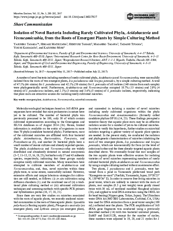 (PDF) Isolation of Novel Bacteria Including Rarely Cultivated Phyla ...