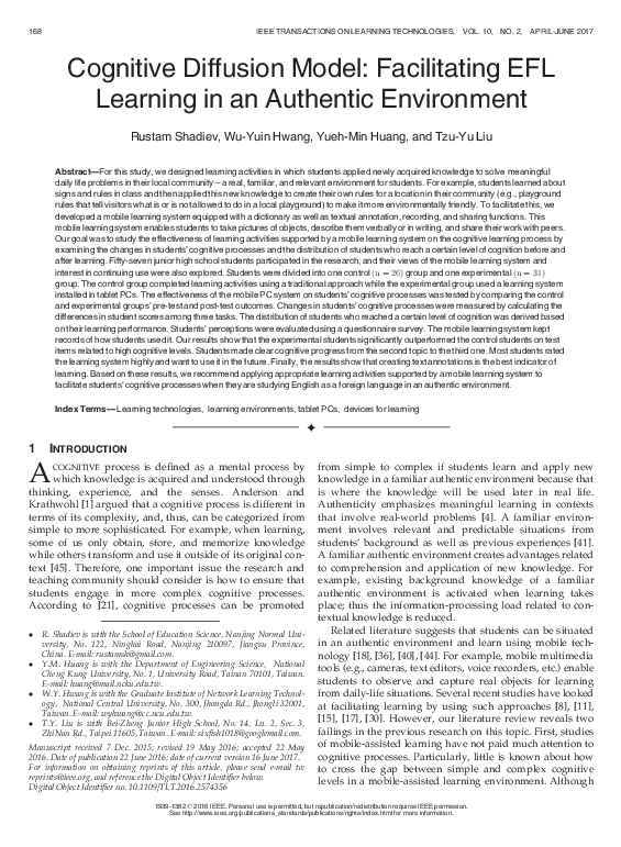 (PDF) Cognitive Diffusion Model: Facilitating EFL Learning in an ...