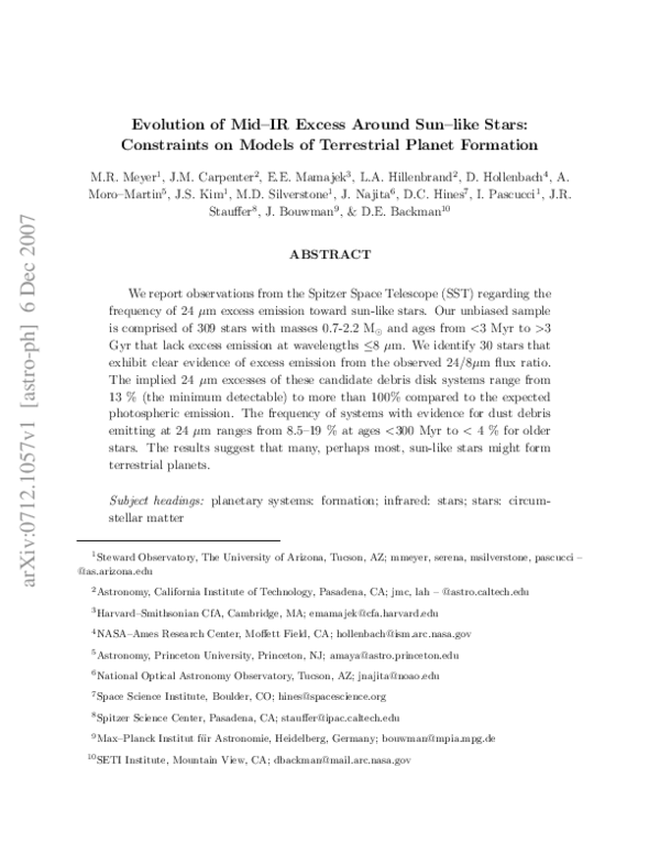 (PDF) Evolution of Mid-Infrared Excess around Sun-like Stars ...