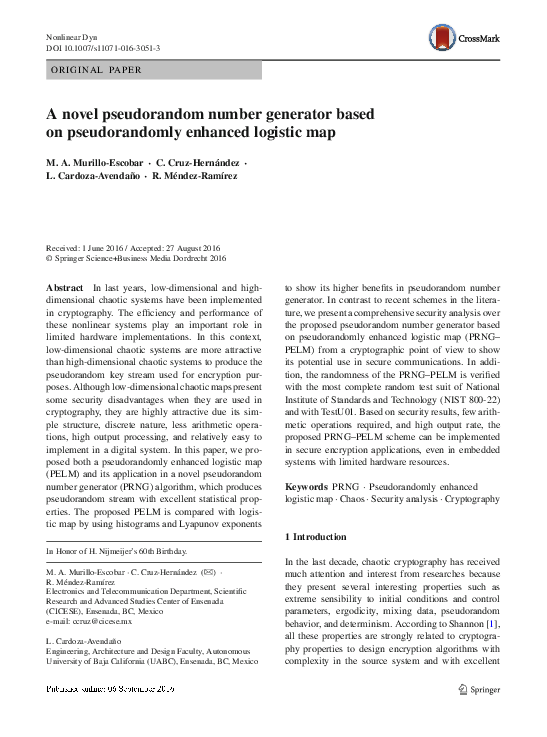 (PDF) A novel pseudorandom number generator based on pseudorandomly ...