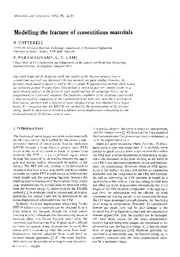 (PDF) Modelling the fracture of cementitious materials