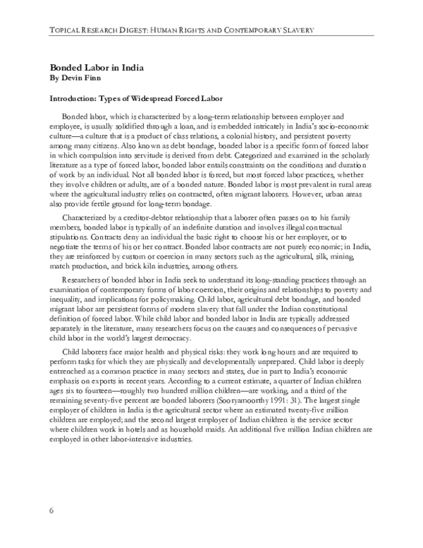 (PDF) Bonded Labor in India