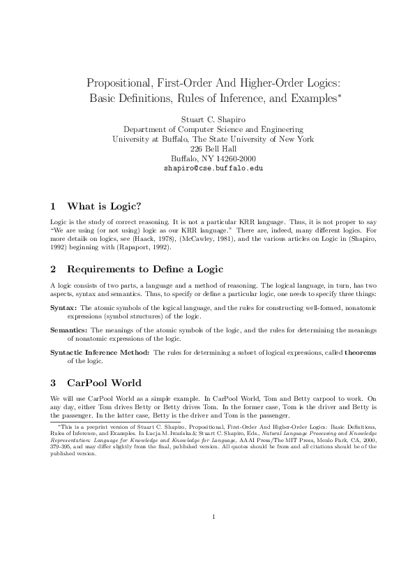 (PDF) Propositional, first-order, and higher-order logics (Appendix A)