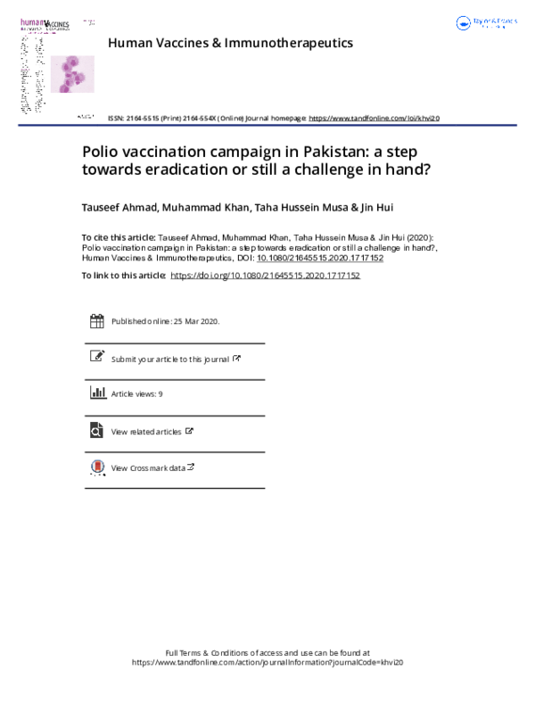 (PDF) Polio vaccination campaign in Pakistan: a step towards ...